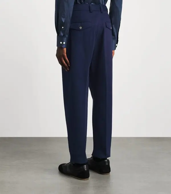 Eleventy Cotton-cashmere Pleated Straight Trousers