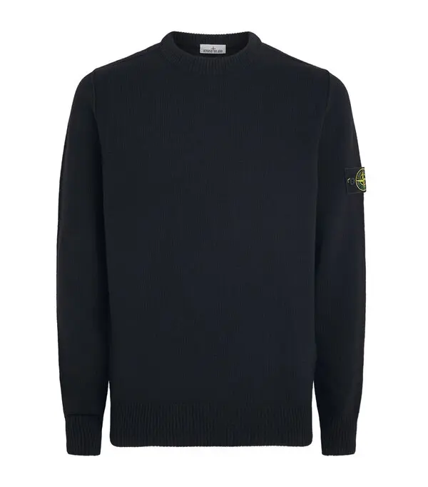 Stone Island Virgin Wool-blend Compass Sweater - Black