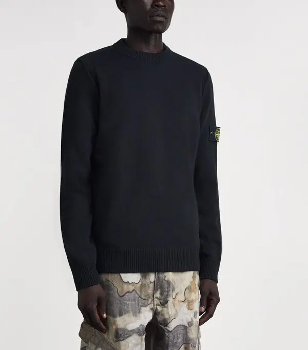Stone Island Virgin Wool-blend Compass Sweater - Black