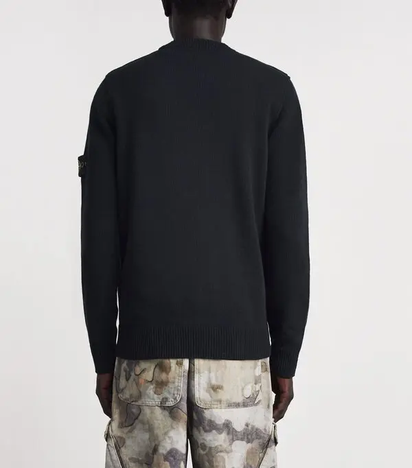Stone Island Virgin Wool-blend Compass Sweater - Black