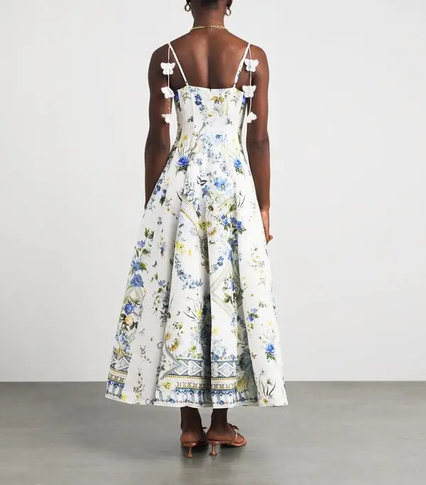 Camilla Linen-silk Corset Midi Dress