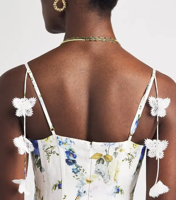 Camilla Linen-silk Corset Midi Dress