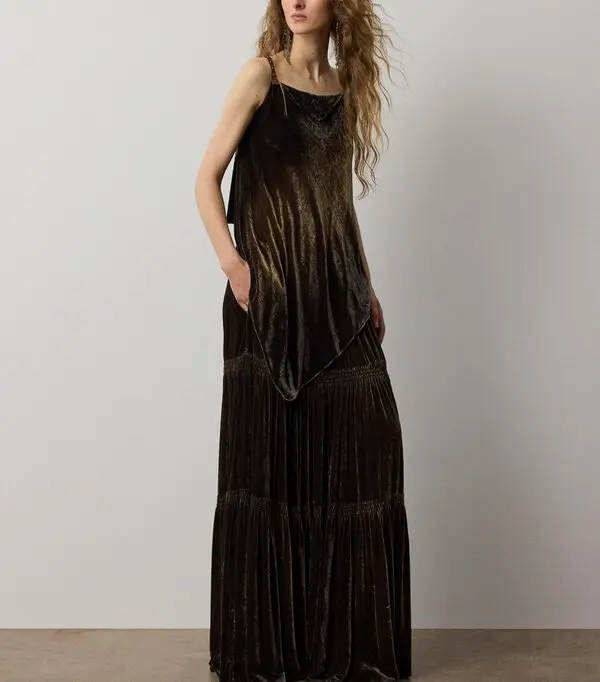Ralph Lauren Velvet Asymmetrical Idina Top