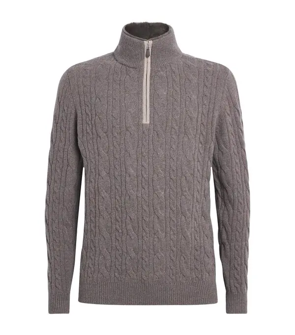 N.peal Cashmere Cable-knit Quarter-zip Sweater
