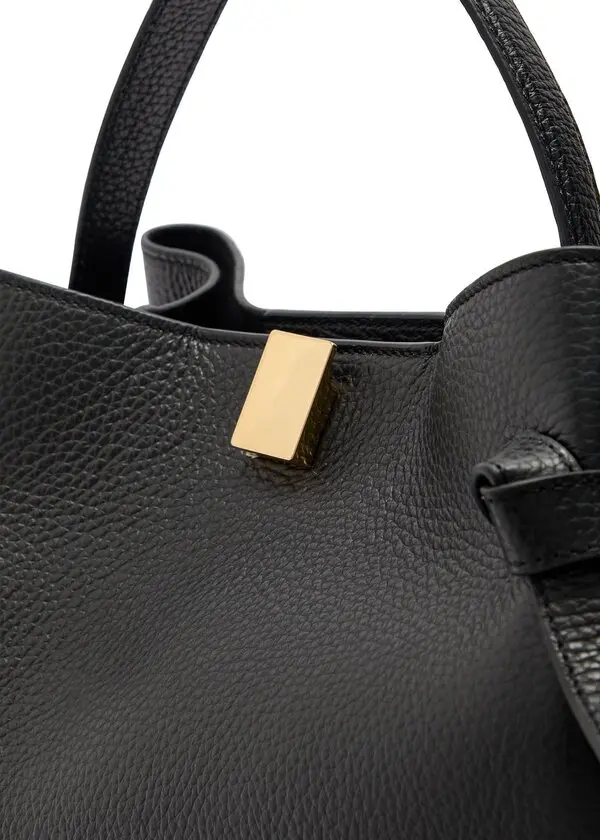 Yuzefi Gyoza Grained Leather Tote - Black