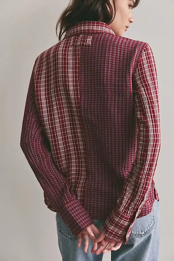 We The Free Benny Slim Plaid Button-down - Rust Red Combo