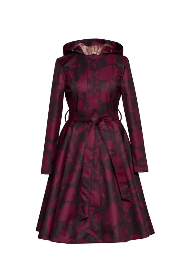 RAINSISTERS Floral Coat With Full-circle Skirt - Red