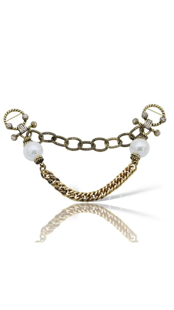 BAYEMEYC Perla Pearl Chain Brooch