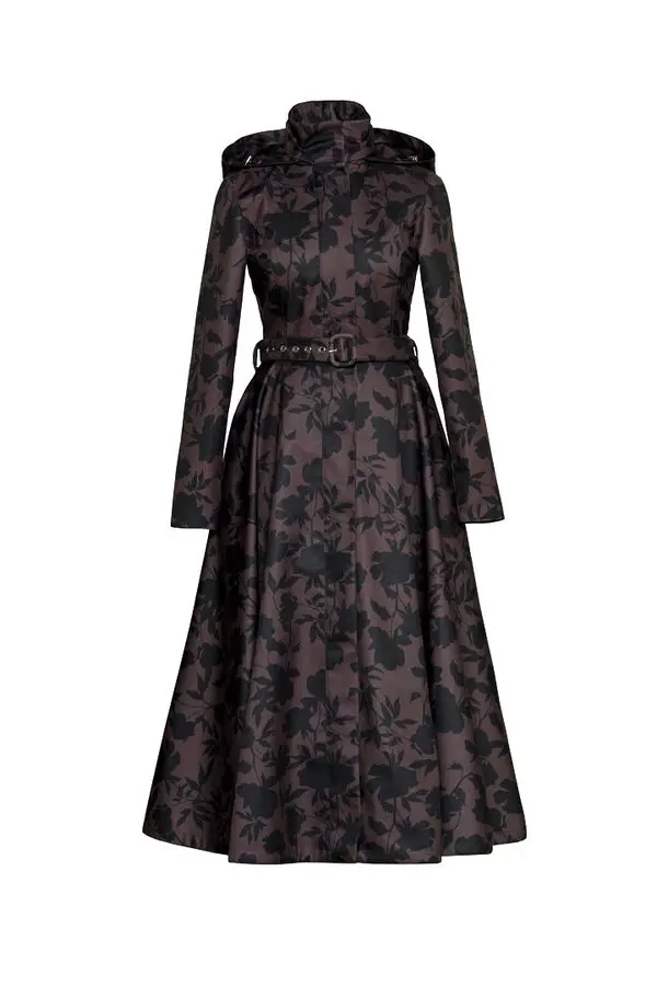 RAINSISTERS Winter Coat In Floral: Winter Brocade Dusk