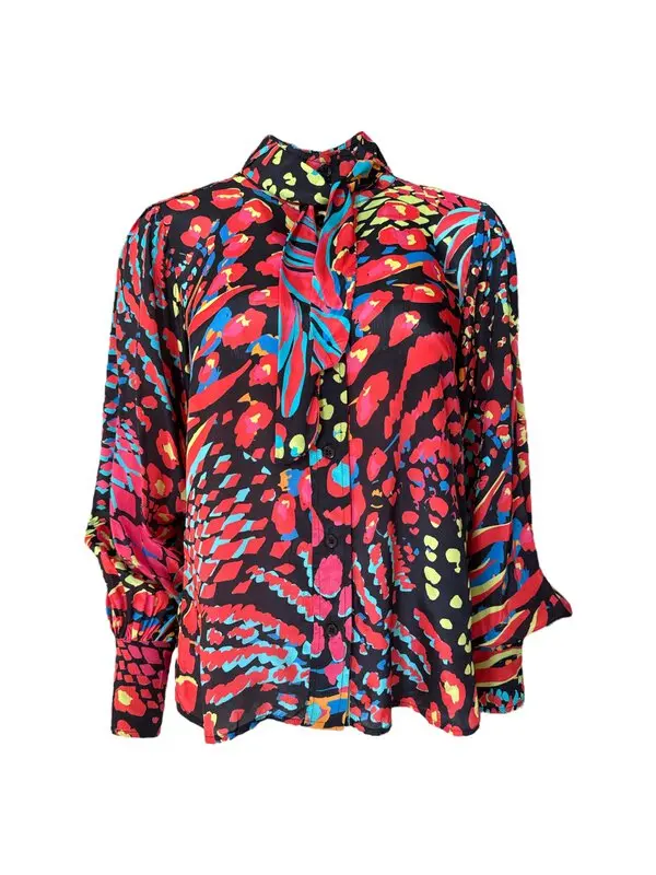ANY OLD IRON Neon Animal Necktie Shirt - Black/red