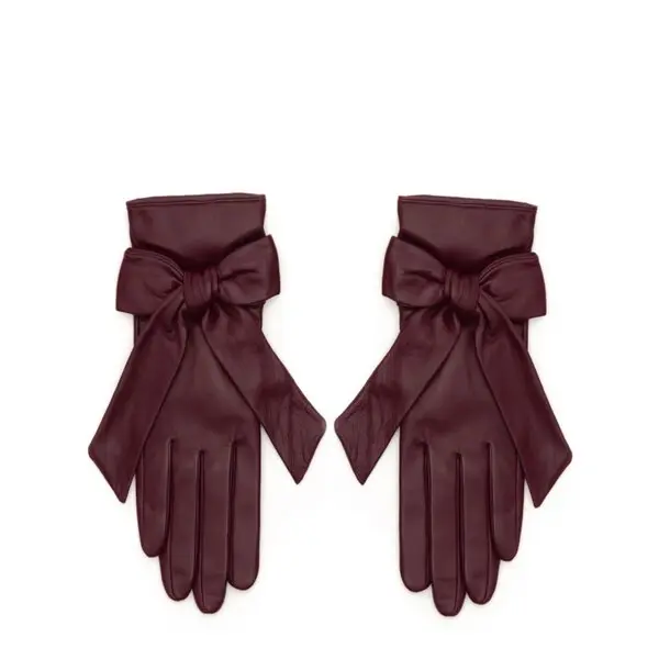 RAINSISTERS Leather Gloves With Cashmere Lining - Red