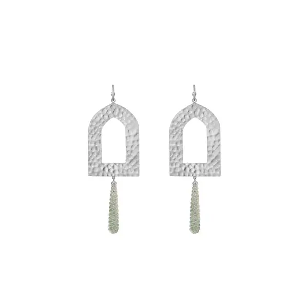 SHEIDA FARROKHI Silver / Green Simin Earrings Sterling Silver Pistachio - Silver/green