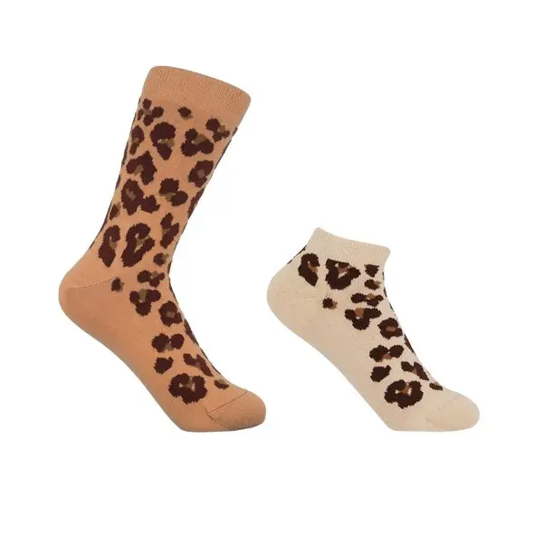 PEPER HAROW - MADE IN ENGLAND Leopard Luxury Crew & Trainer ’s Socks Bundle - Brown
