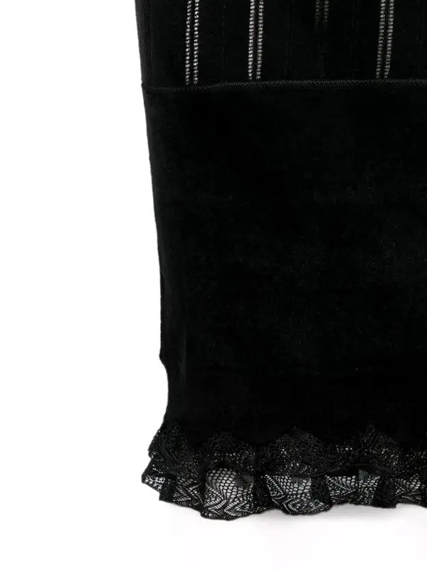 John Galliano 2000s Lace-trim Belted Midi Dress