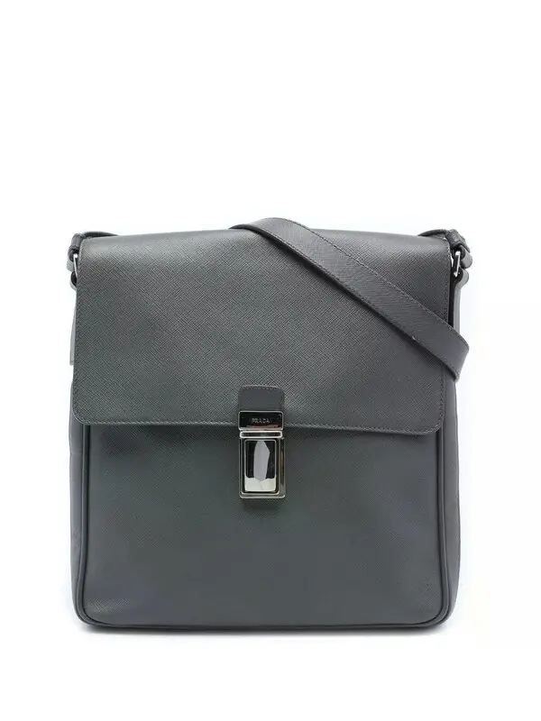 Prada 2010-2026 Saffiano Travel Messenger Bag Crossbody Bag - Grey