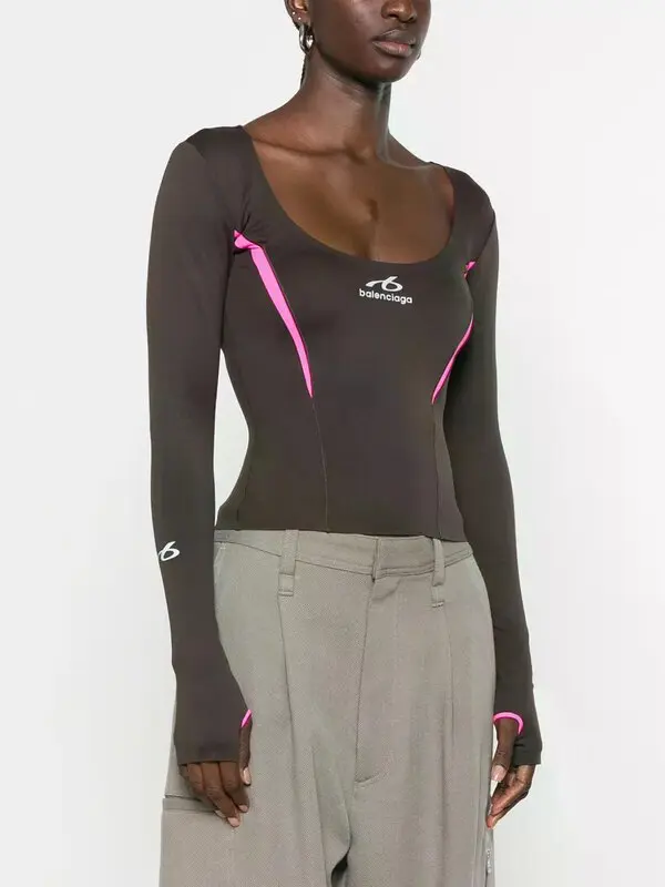 Balenciaga Contrast-piped Logo-print Top
