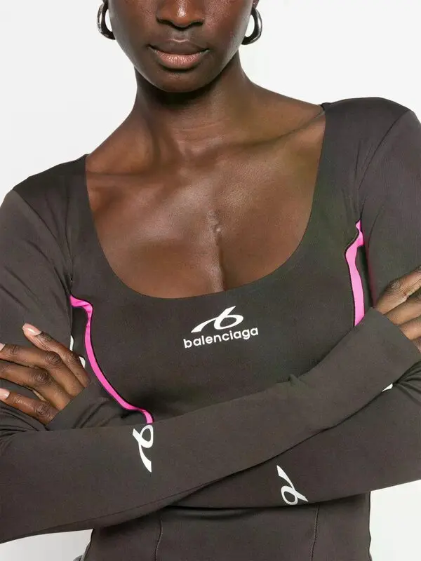 Balenciaga Contrast-piped Logo-print Top