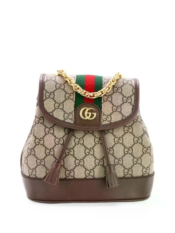 Gucci Ophidia Flap Gg Coated Canvas Mini Backpack - Brown