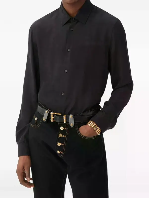 Versace Jacquard Silk Crêpe Satin Silk Shirt