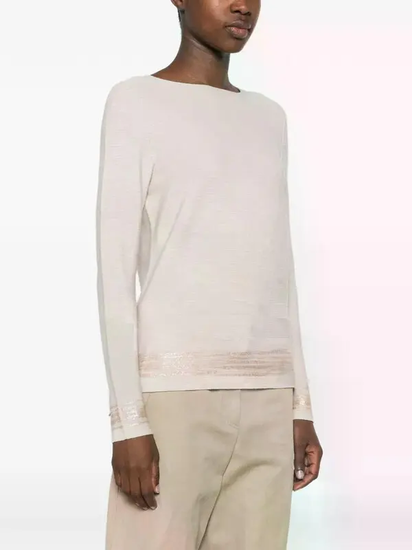 AROVESCIO Glitter-trim Boat-neck Sweater