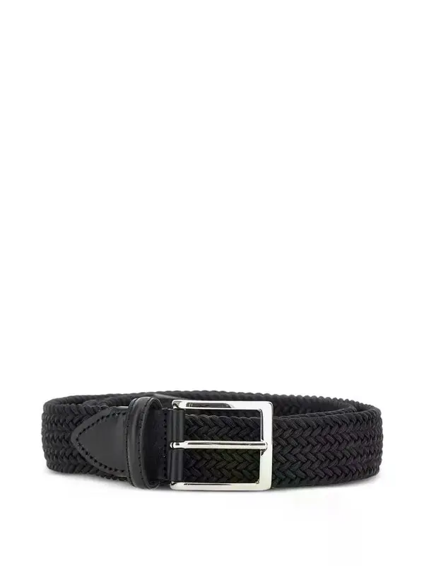 ATHISON Braided Leather-trim Belt - Black