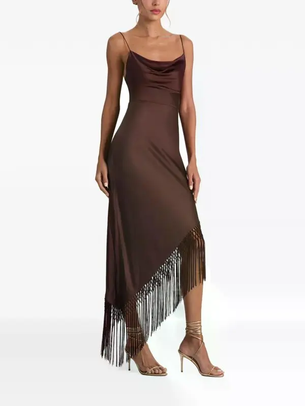 Alice + Olivia Harmony Fringe-trimmed Asymmetrical Dress - Brown