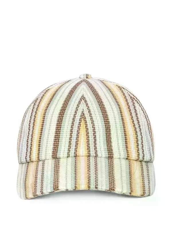 Drole De Monsieur Cotton Striped Baseball Cap - Neutrals