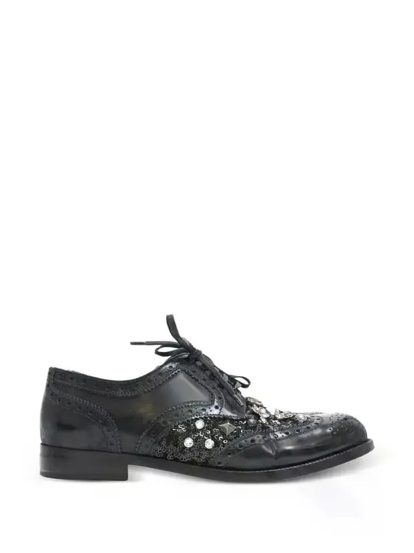 Dolce & Gabbana Embellished Studded Brogue Shoes - Black