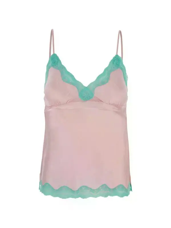 Gold Hawk Lace-trim Silk Top