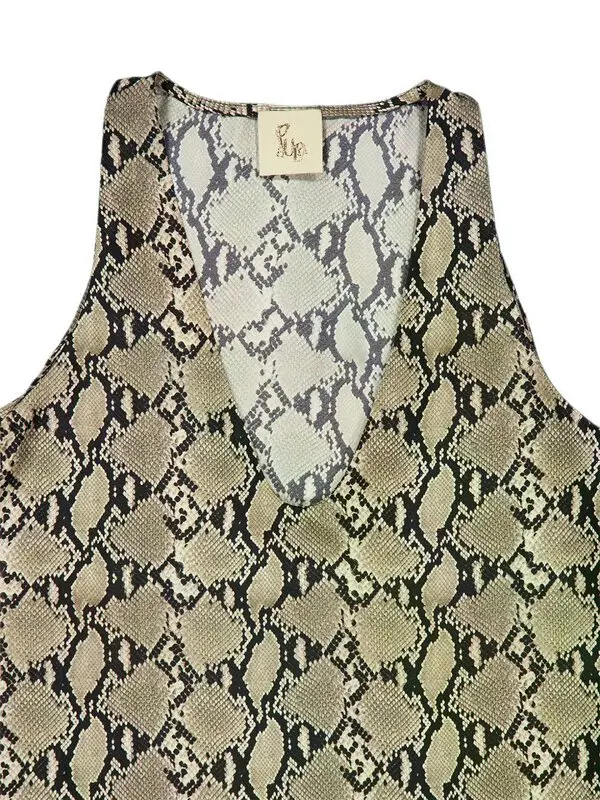 PAULA Snakeskin-print Silk Tank Top