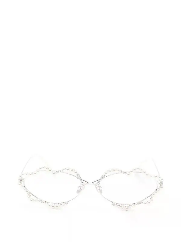 YVMIN Pearl-embellished Lip-frame Sunglasses - Silver