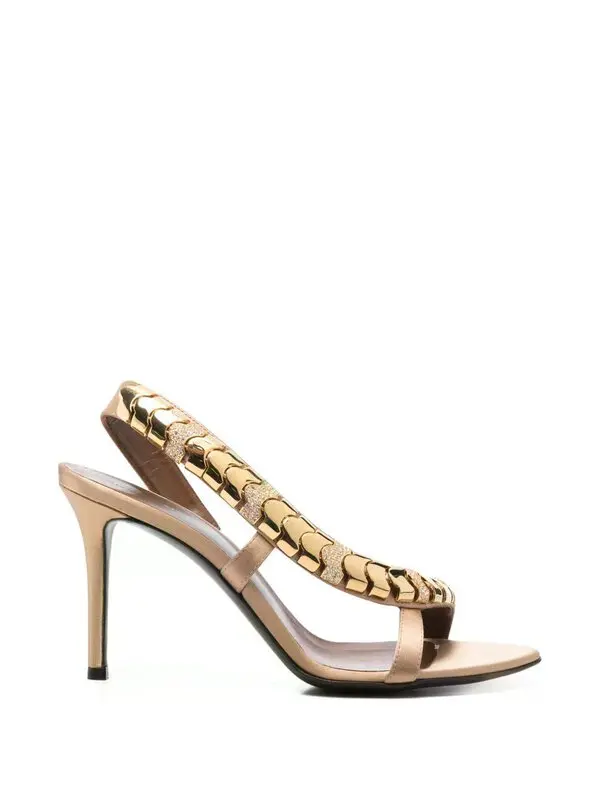 GIUSEPPE ZANOTTI Embellished-strap Satin Sandals - Neutrals
