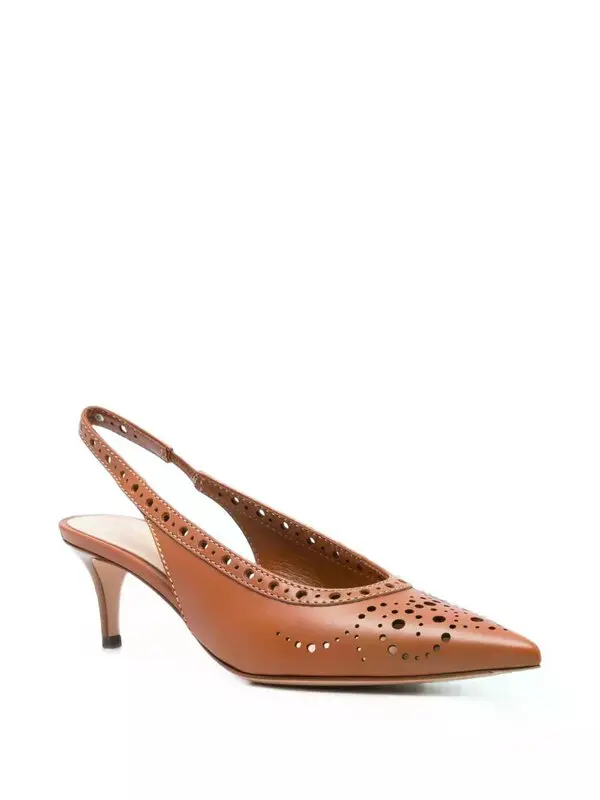 GIANVITO ROSSI Perforated Leather Slingback Pumps