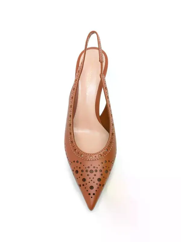 GIANVITO ROSSI Perforated Leather Slingback Pumps