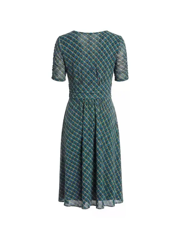 Diane Von Furstenberg Koren Geometric-print Ruched Midi Dress - Blue