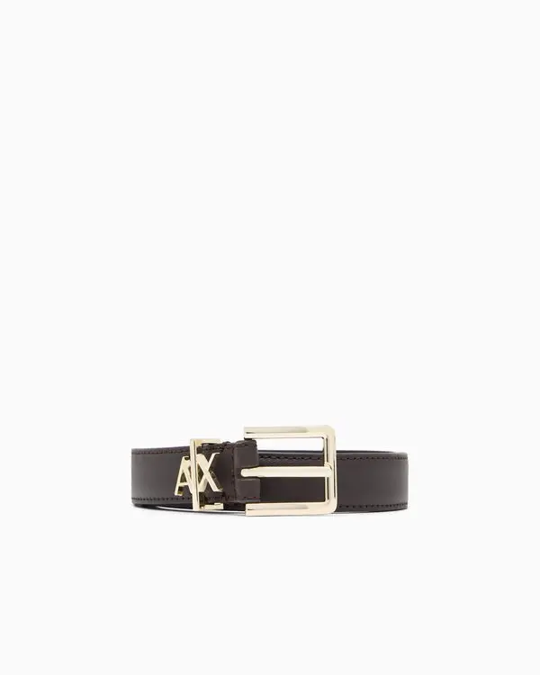 Armani Exchange Tongue Belt In Split Leather - Brown
