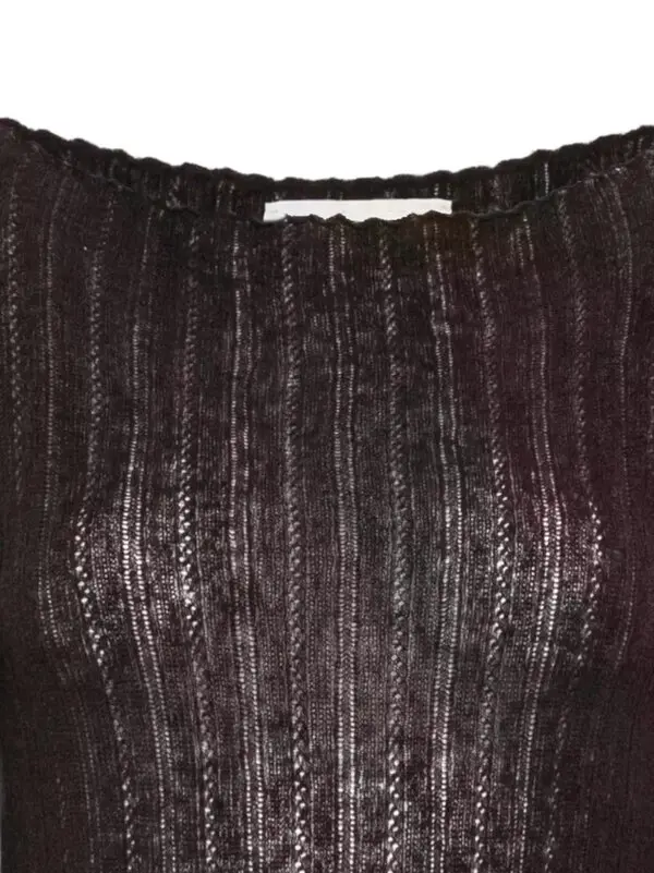 VANISE Ribbed-knit Long-sleeve Top