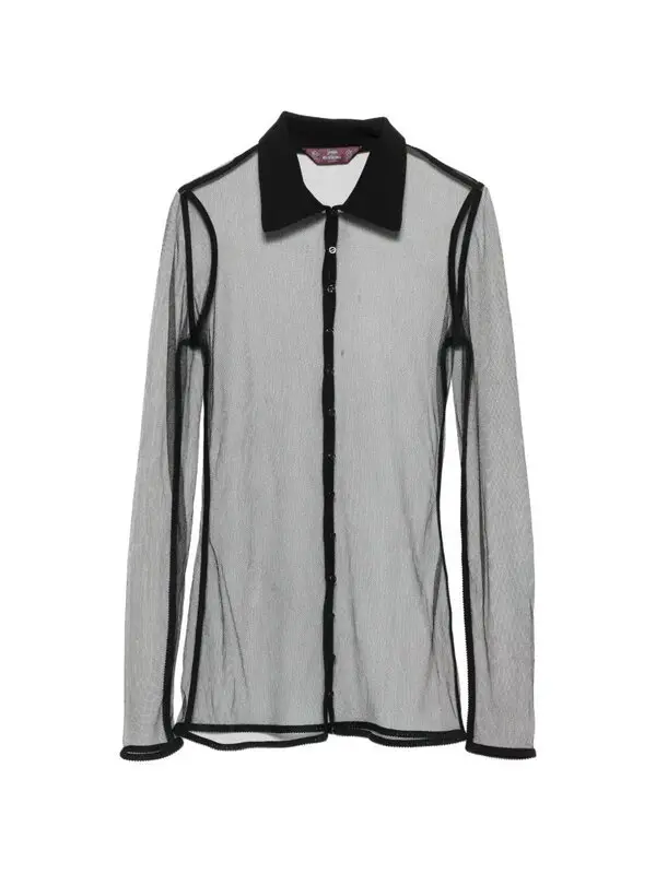 John Galliano 2000s Mesh Button-up Blouse