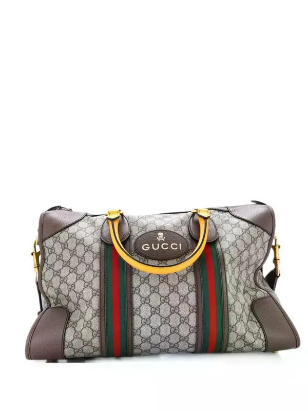 Gucci Neo Vintage Web Duffle Bag Gg Coated Canvas Medium Travel Bag