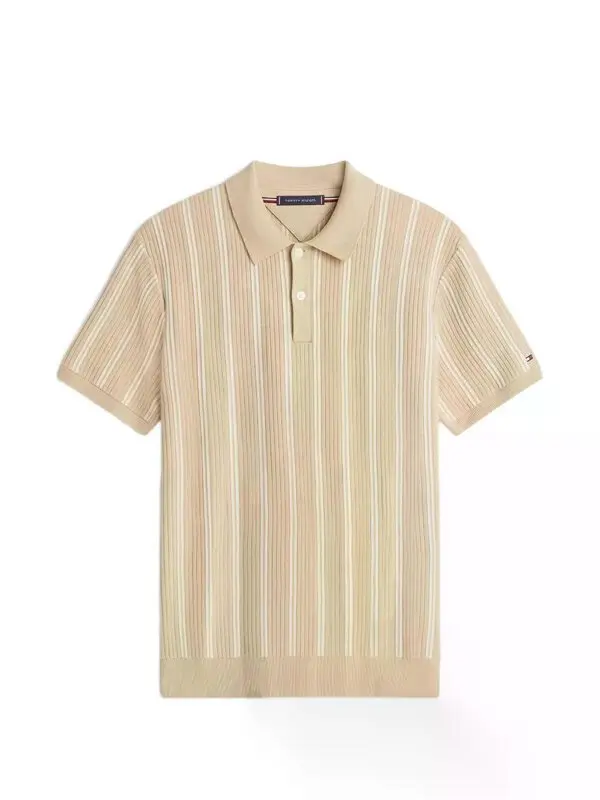 Tommy Hilfiger Vertical-stripe Knitted Polo Shirt - Neutrals