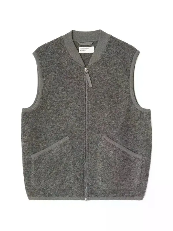 Universal Works Zip-up Ribbed-collar Waistcoat - Grey