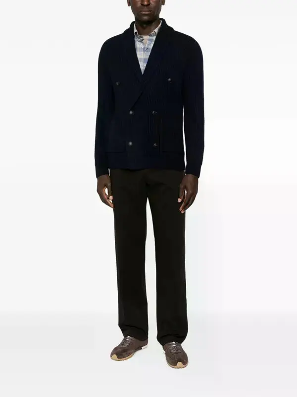 GRAN SASSO Double-breasted Ribbed-knit Cardigan