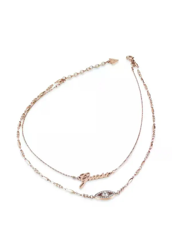 Guess Double-chain Rose Logo Necklace
