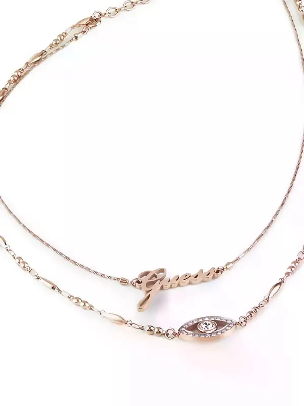 Guess Double-chain Rose Logo Necklace