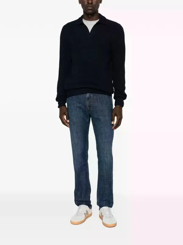 GRAN SASSO Ribbed-knit Polo-collar Sweater