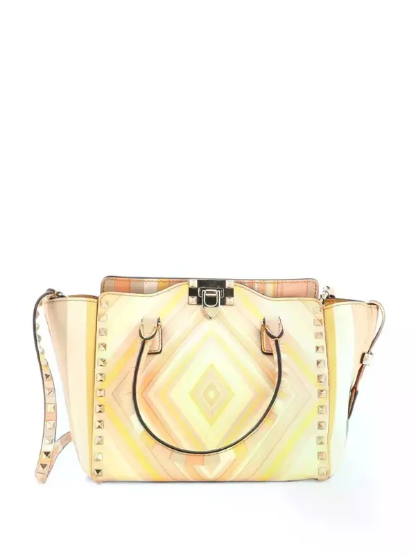 Valentino Garavani 1975 Rockstud Striped Leather Small Tote Bag - Multicolour