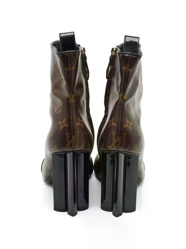 LOUIS VUITTON Monogram Silhouette Ankle Boots - Brown