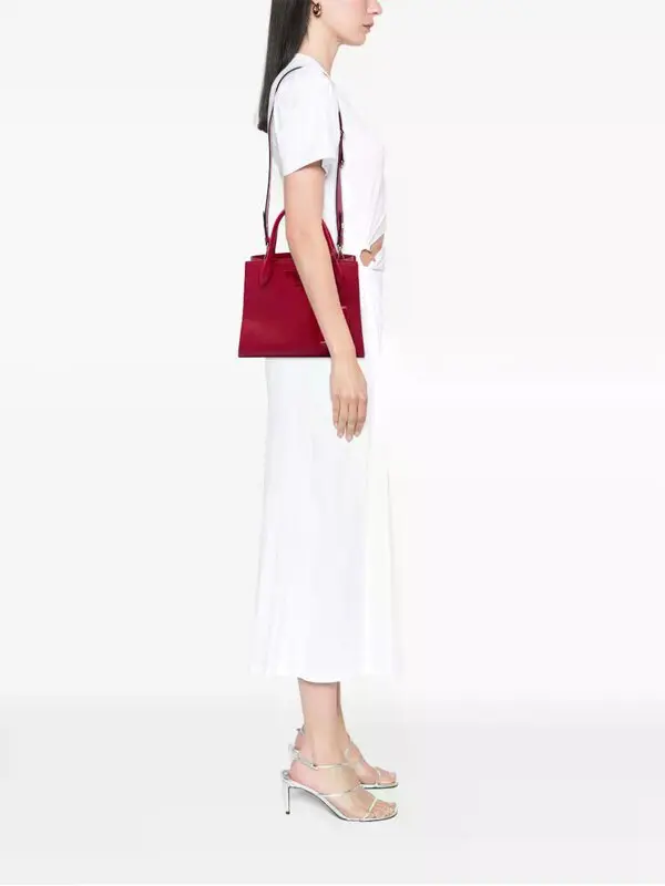 Prada Saffiano Cuir Monochrome Top Handle Tote Satchel - Red