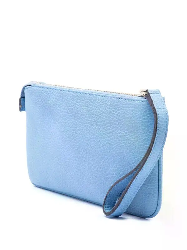 Gucci 2000-2015 Pebbled Calfskin Swing Wristlet Pouch - Blue