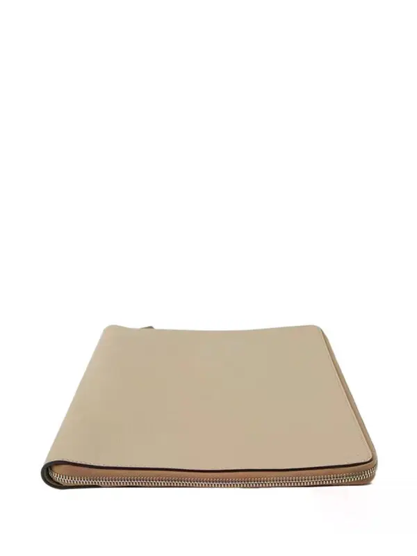 Fendi Leather Document Holder Zip Pouch Clutch Bag